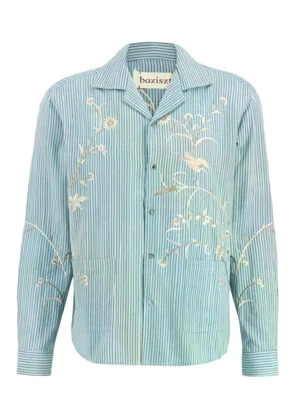 BAZISZT Saba Embroidered Striped Shirt - Blue