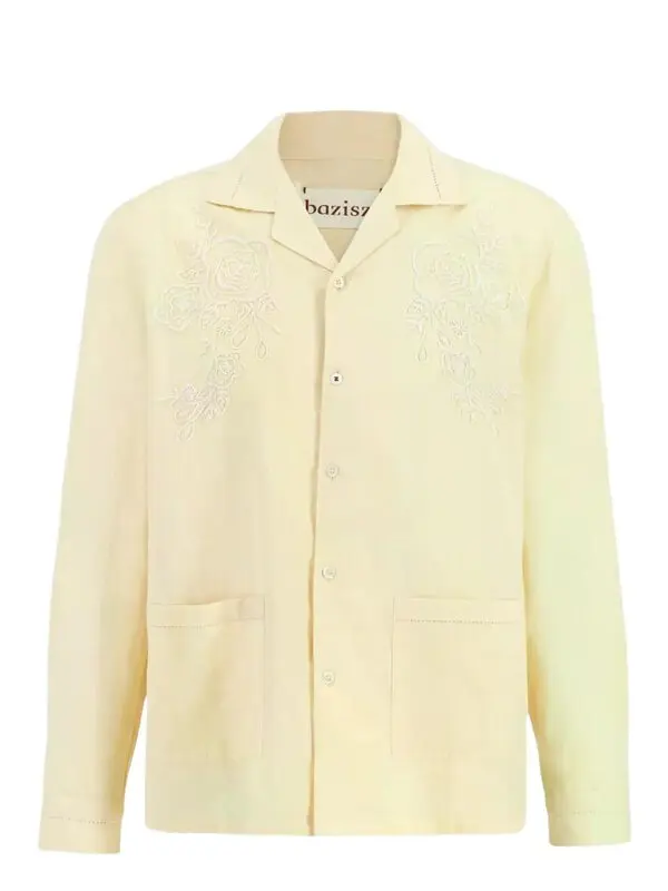BAZISZT Cade Floral-embroidered Long-sleeve Shirt - Neutrals