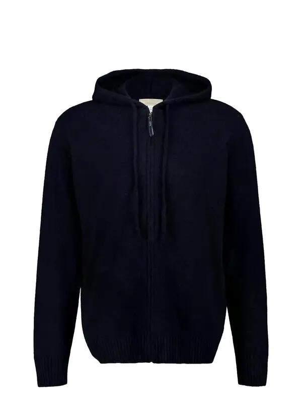 120% Lino Knitted Zip Hoodie - Blue