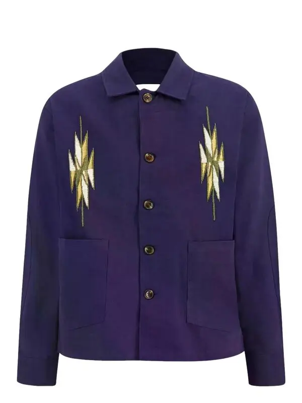 BAZISZT Embroidered Cotton Jacket - Blue