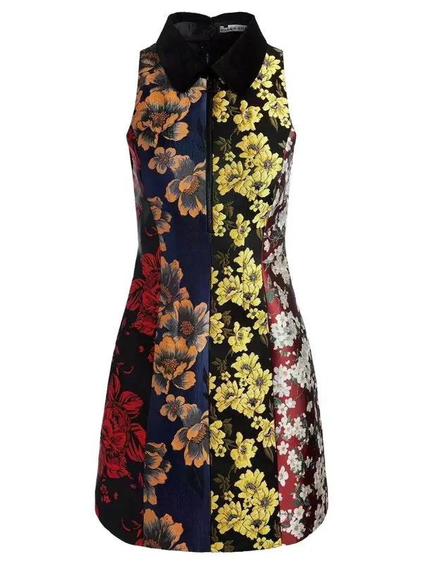 Alice + Olivia Velia Panelled Floral Dress - Black