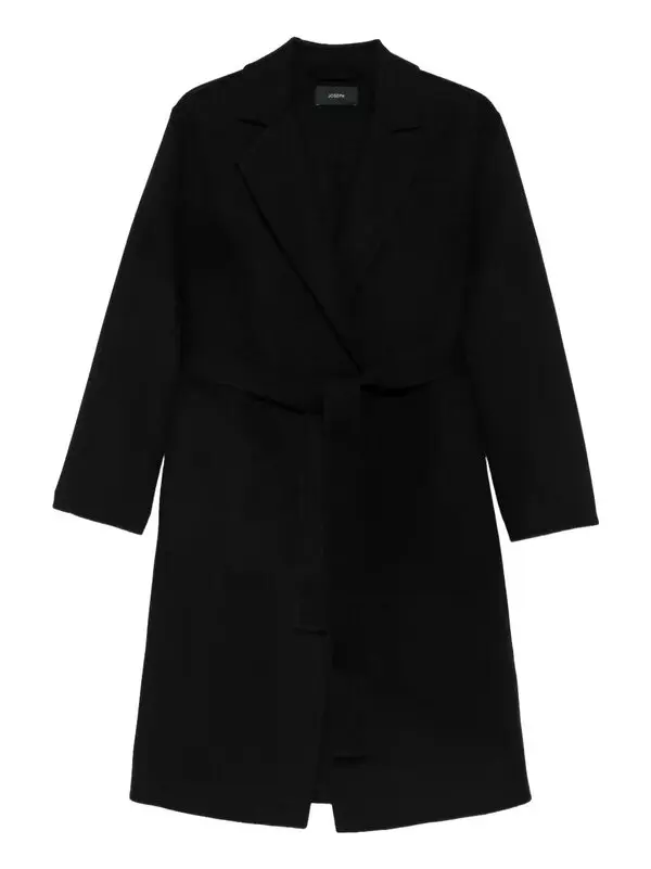 JOSEPH Belted Wool Coat - Black