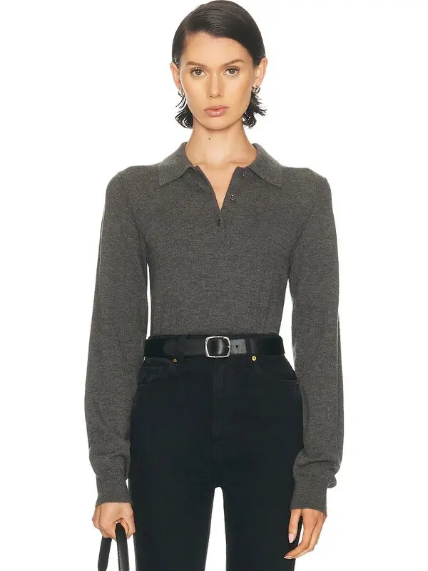 Eterne Long Sleeve Cashmere Top - Heather Charcoal