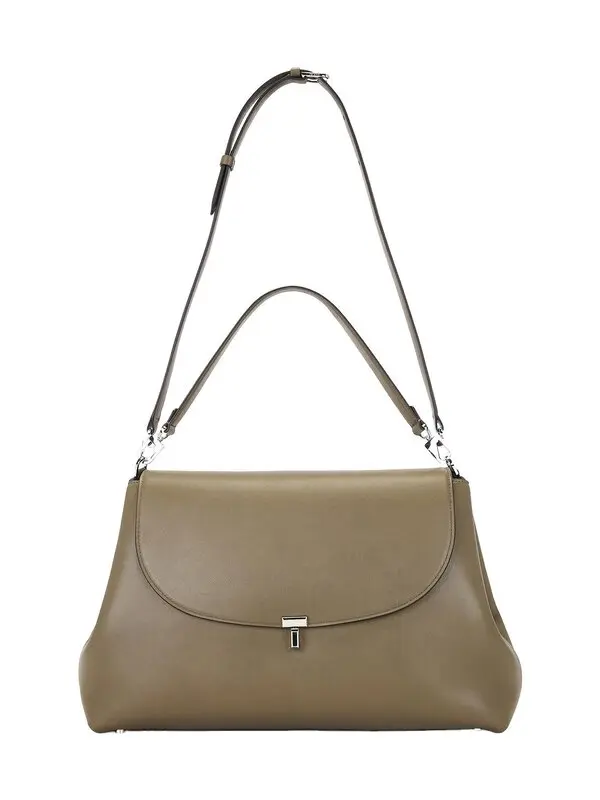 TOTEME T-lock Leather Satchel - Taupe
