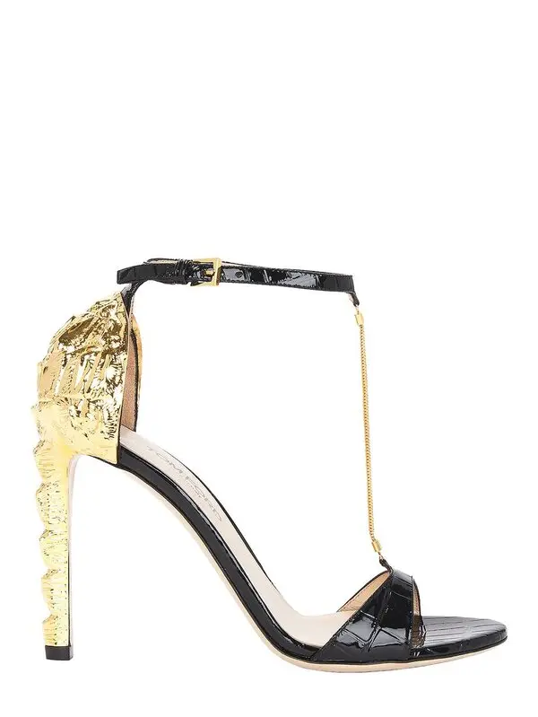 TOM FORD Stamped Croc 105 Sandal - Black