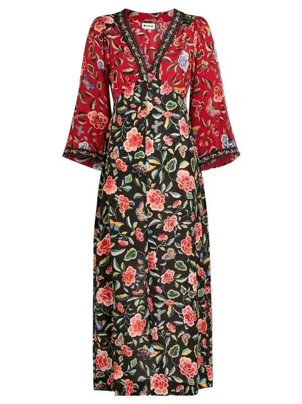 Rixo Floral-print Silk-crepe Midi Dress - Multicoloured