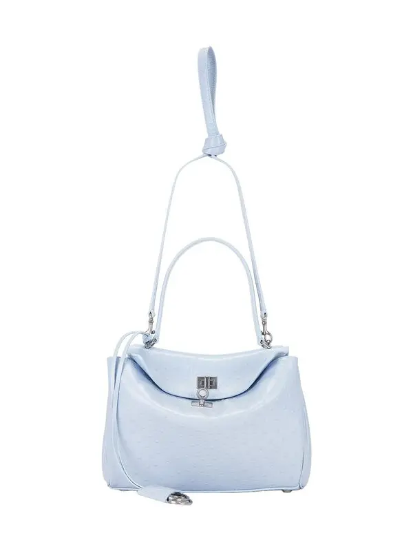 Balenciaga Rodeo Small Ostrich Top Handle Bag - Cloudy Blue