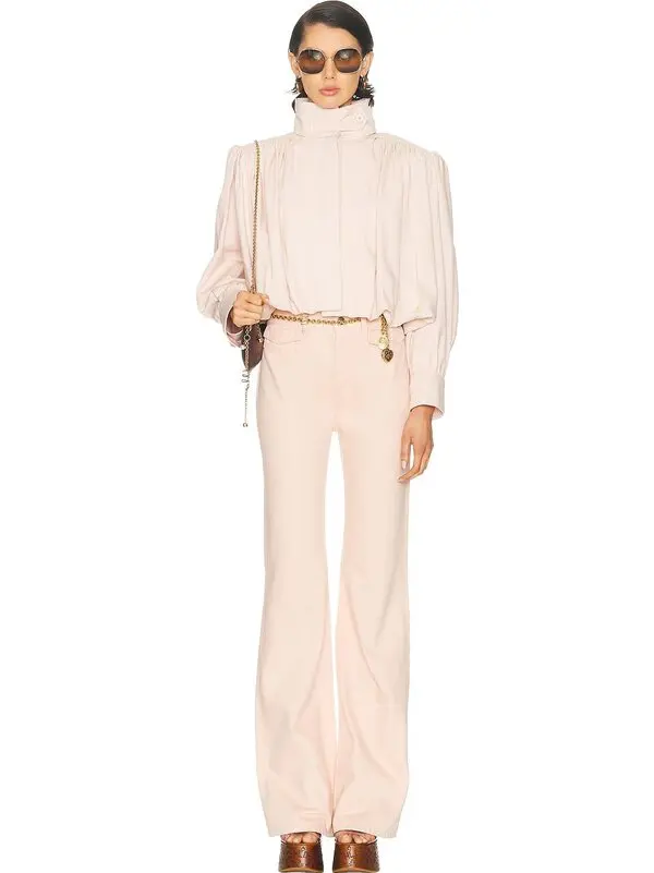 Chloé High Neck Cropped Jacket - Peach Blush