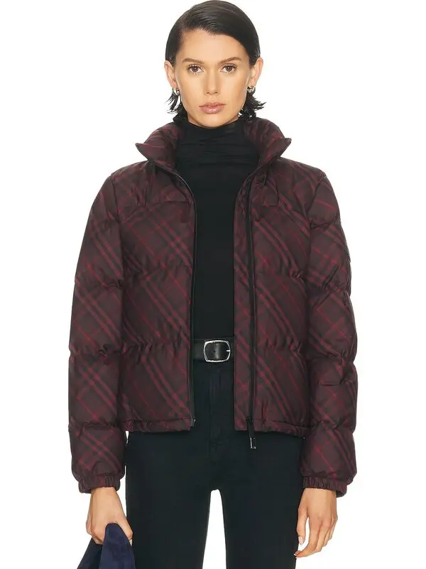 Burberry Ambleside Check Puffer - Wine Ip Check