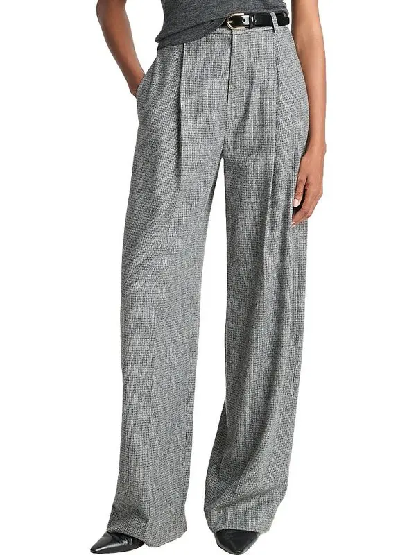 Vince High Waist Checkered Trousers - Dark Grey