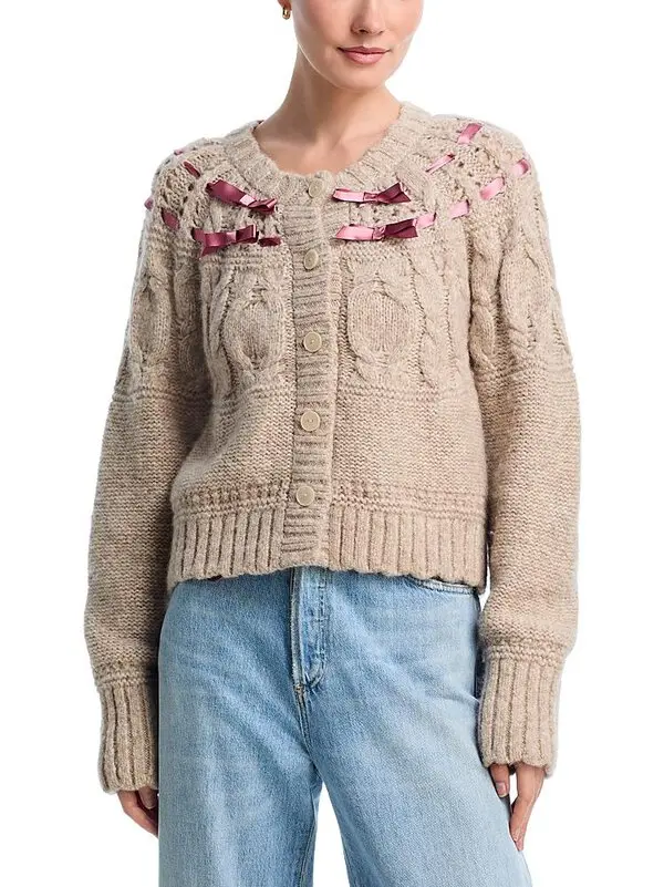 LoveShackFancy Clementian Cardigan - Oatmeal Melange
