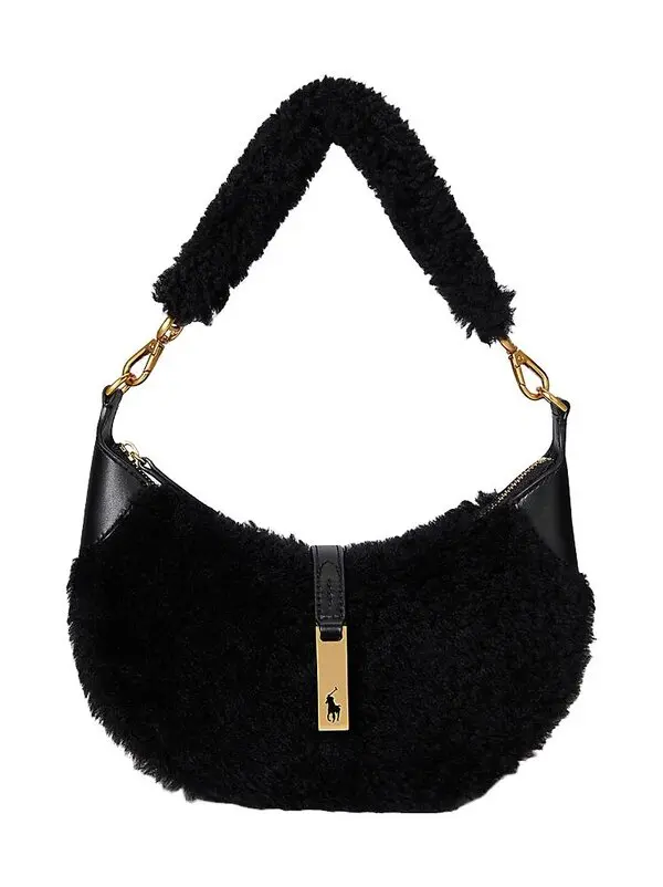 Polo Ralph Lauren Polo Id Shearling Mini Shoulder Bag - Black
