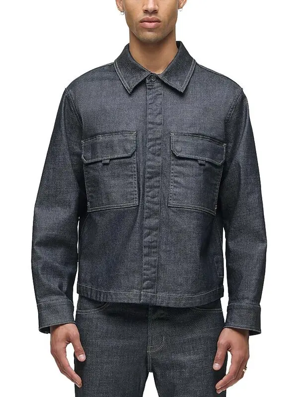 Hudson Jeans Coated Denim Shirt Jacket - Coated Gunmetal