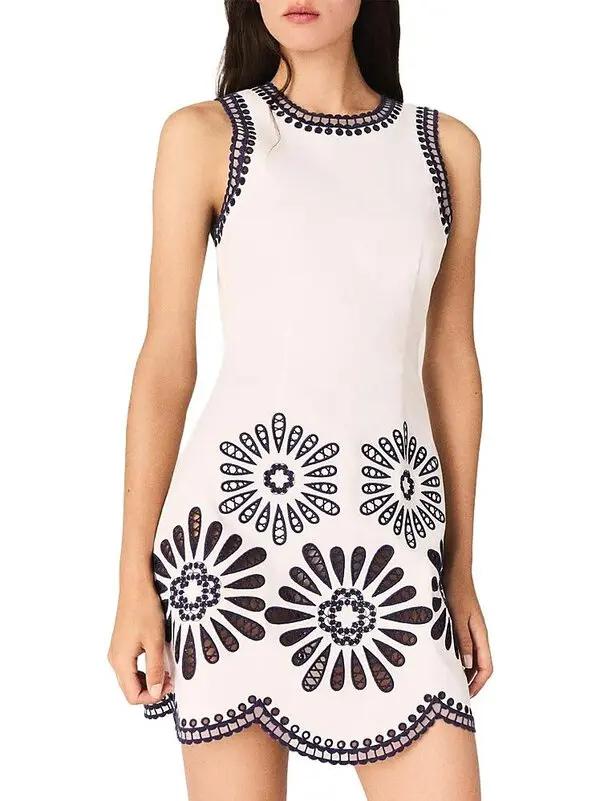 Maje Ruba Short Straight Dress - White/navy