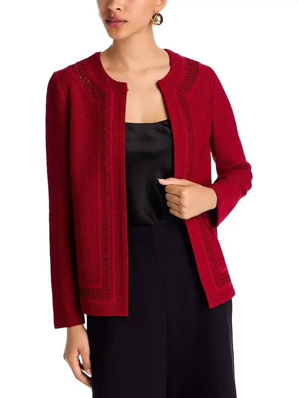 Misook Heritage Knit Jacket - Scarlet Red