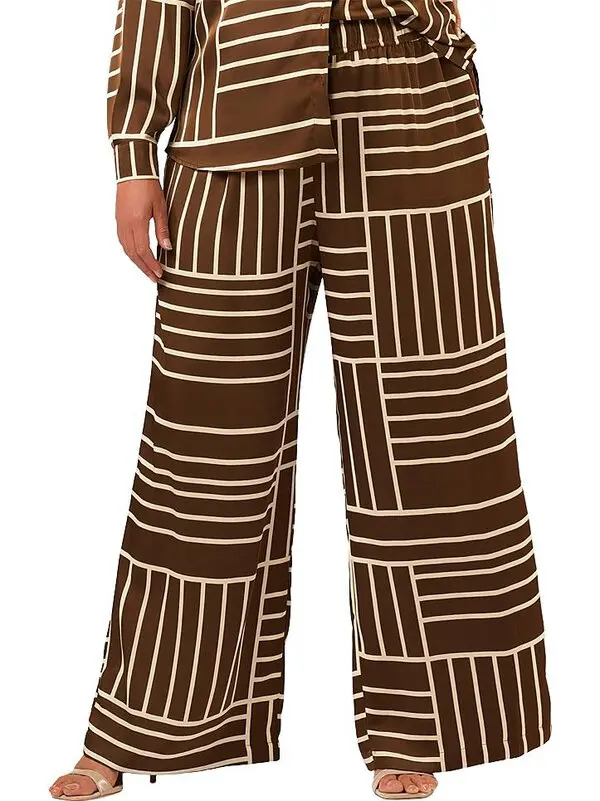 ESTELLE Josie Wide Leg Pants - Cedar/ Cream