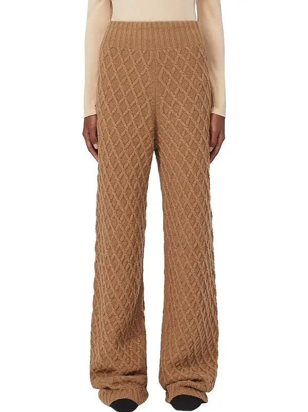 Max Mara Pevera Wool Knit Pants - Camel