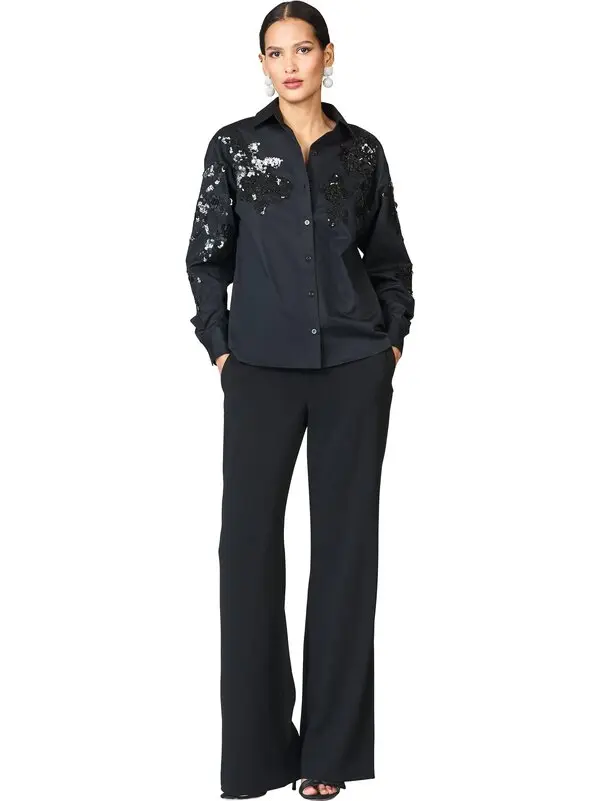 Sachin & Babi Embellished Cotton Button-down Shirt - Black