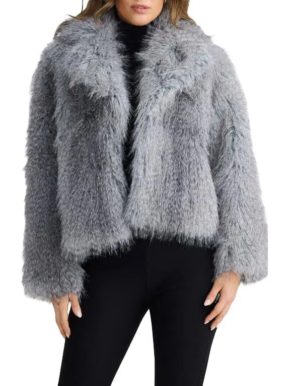 BRAVE+TRUE Bertoli Faux Fur Jacket - Grey Speckle