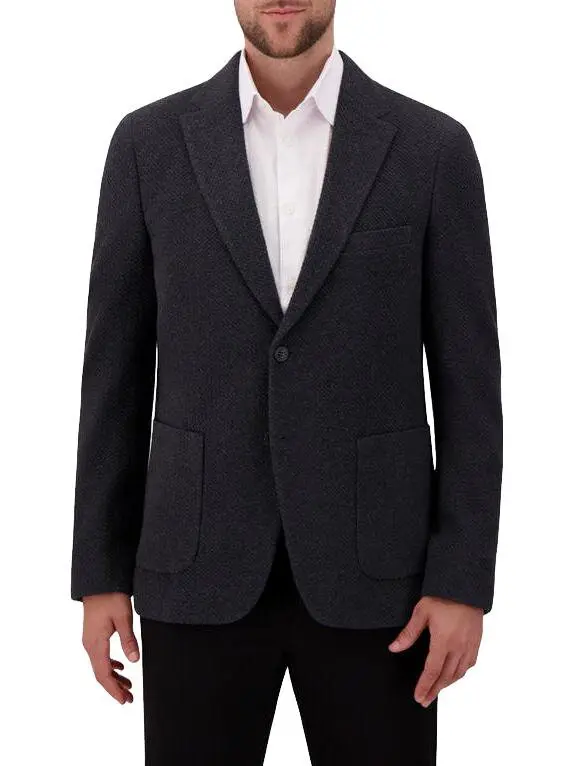 VICTOR EMMANUEL Modern Fit Textured Knit Sport Coat - Charcoal