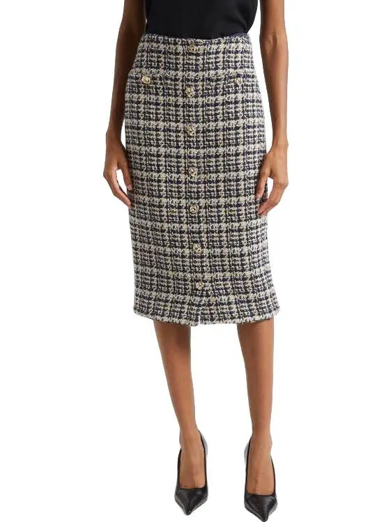 L'Agence Tai Tweed Midi Skirt - Midnight Multi Tweed