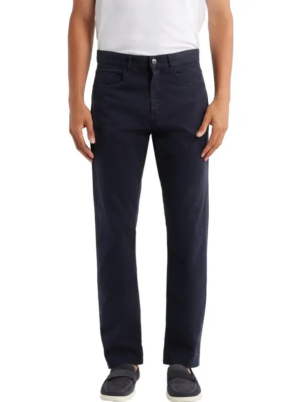 Canali Regular Fit 5-pocket Stretch Twill Trousers - Navy