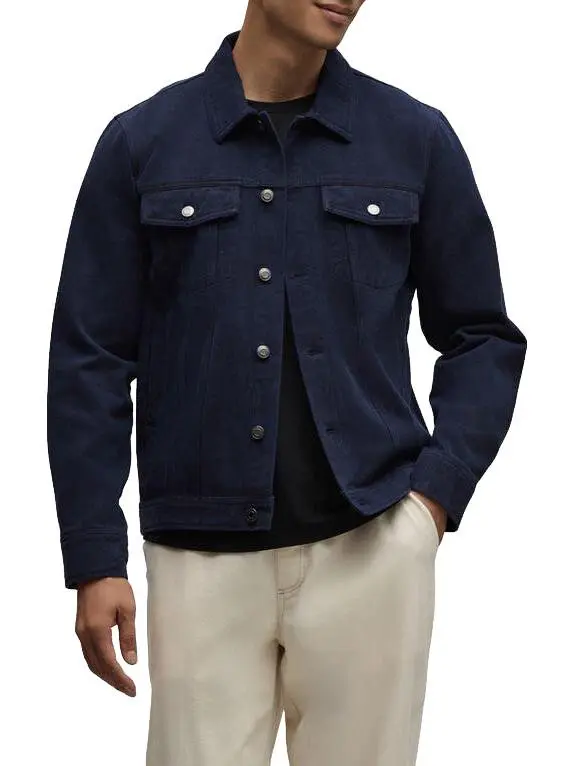 Barefoot Dreams Brushed Cotton Twill Trucker Jacket - Indigo