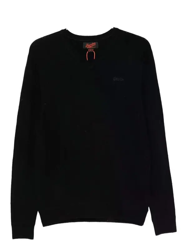 Superdry Logo-embroidered V-neck Jumper - Black