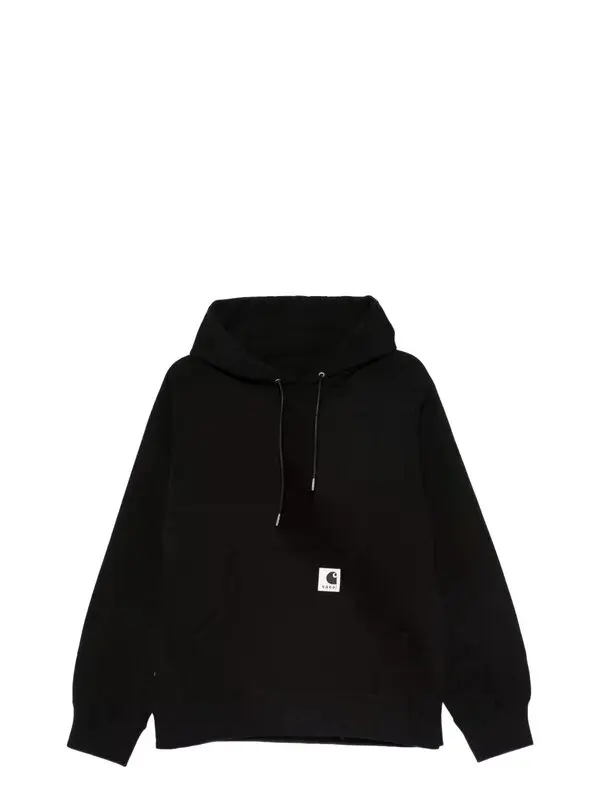 Sacai Logo-patch Hoodie - Black