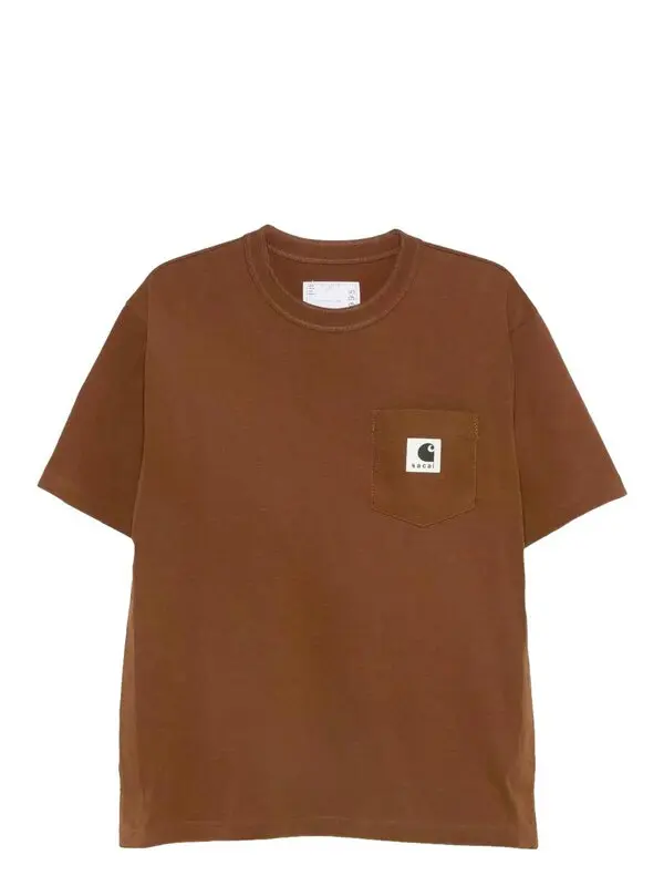 Sacai Logo-patch T-shirt - Brown