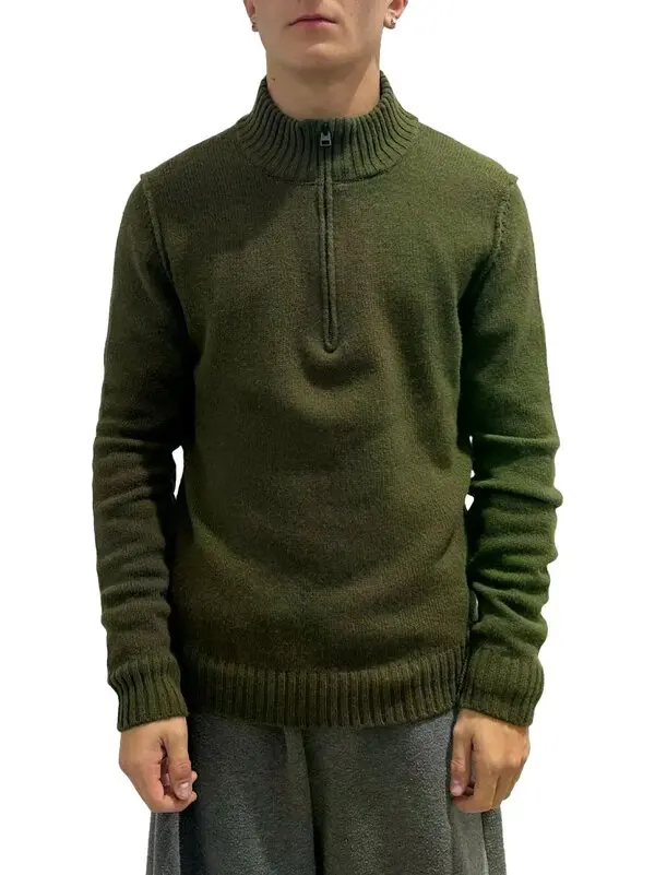 RAYNE 1896 Zip-neck Wool Sweater - Green