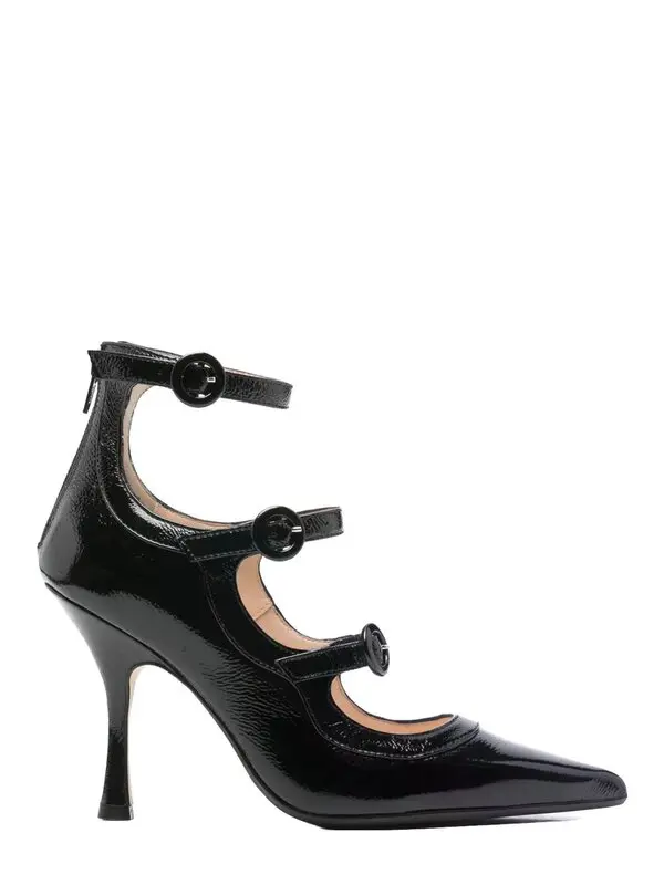 ANNA F. Buckle-strap Leather Pumps - Black