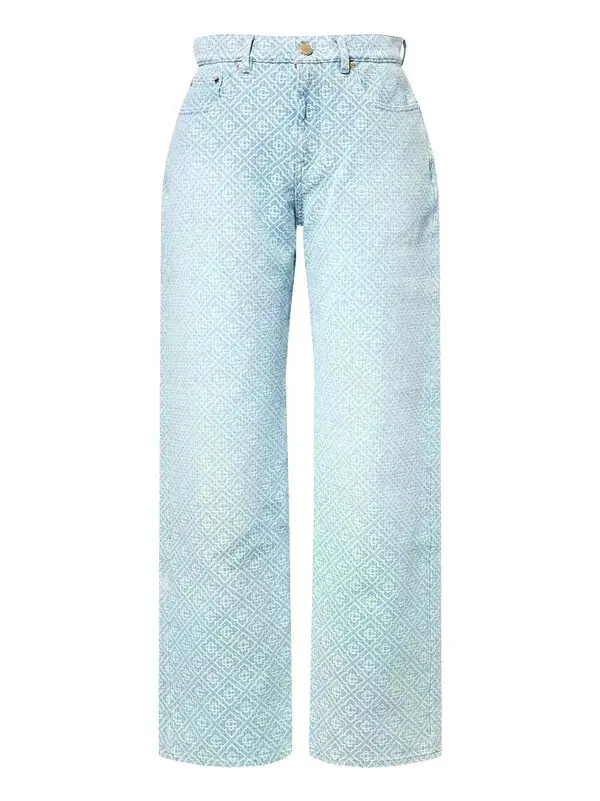 Casablanca Patterned Straight Leg Jeans - Blue