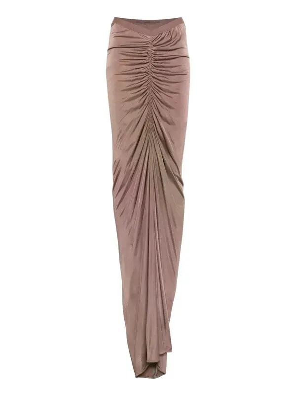 Rick Owens Ruched Draped Maxi Skirt - Brown