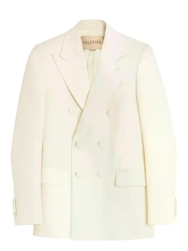 Valentino Garavani Double-breasted Jacket In Wool Grisaille - Neutrals