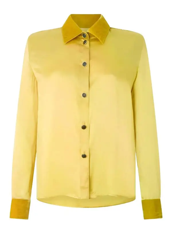 Roberto Cavalli Velvet-insert Silk Shirt - Yellow
