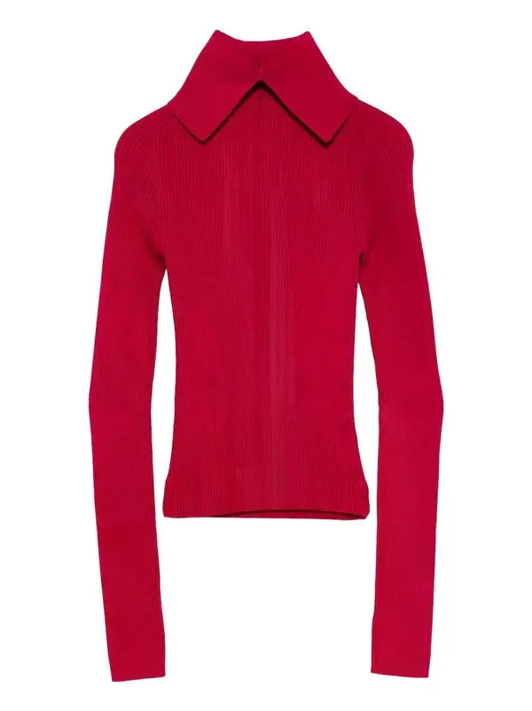 Iceberg Ribbed Knit Top - Red