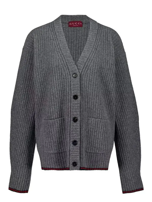 Gucci V-neck Buttoned Cardigan - Grey
