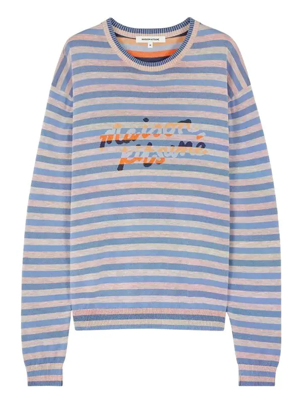Maison Kitsuné Striped Crew-neck Sweater - Blue