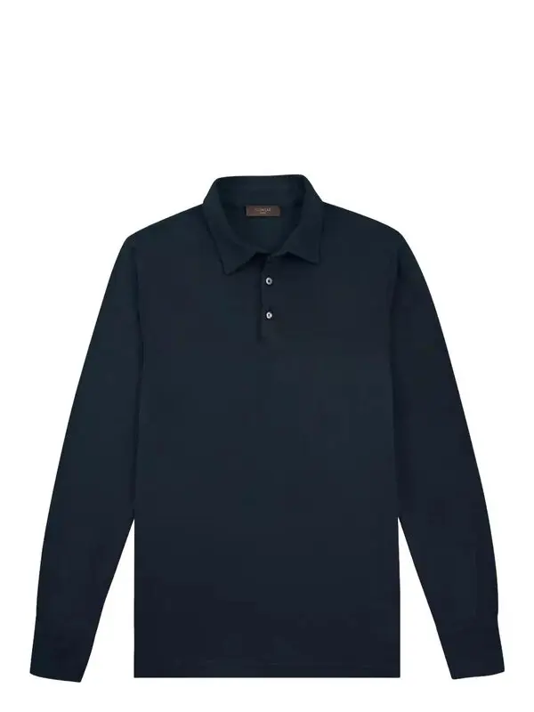 ZANONE Long-sleeve Cotton Polo Shirt - Blue
