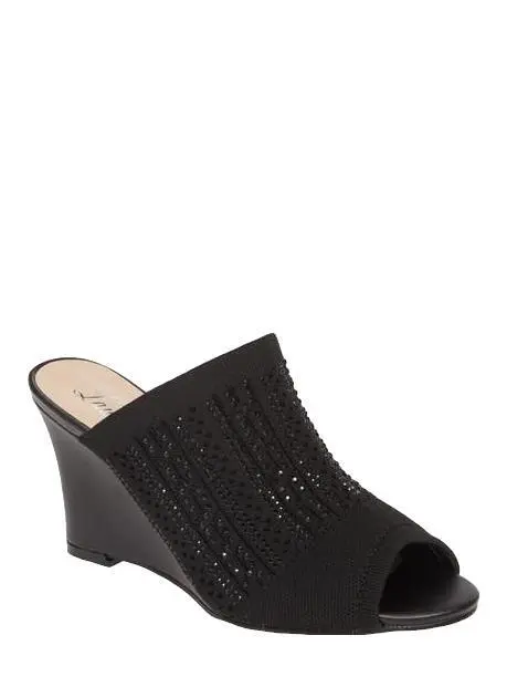 LAUREN LORRAINE Martha Embellished Wedge Slide Sandal - Black