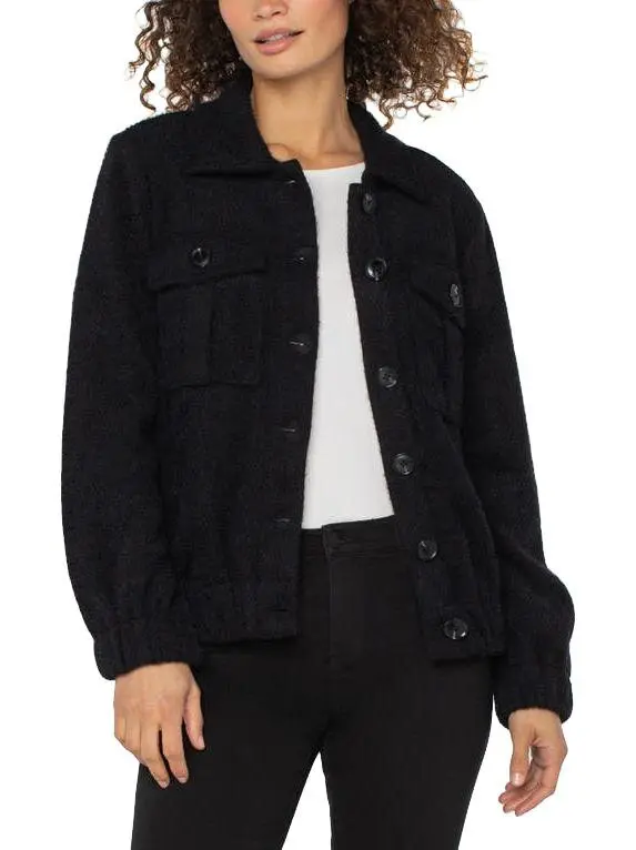LIVERPOOL Fuzzy Collared Jacket - Black