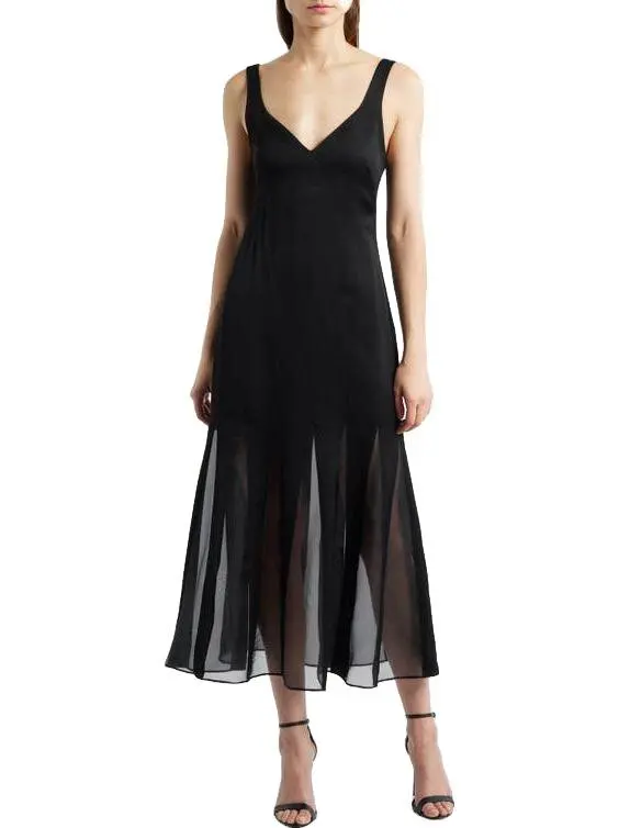 BOSS Sleeveless Godet Maxi Dress - Black