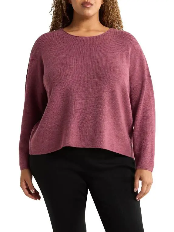 Eileen Fisher Crewneck Wool Sweater - Tea Rose