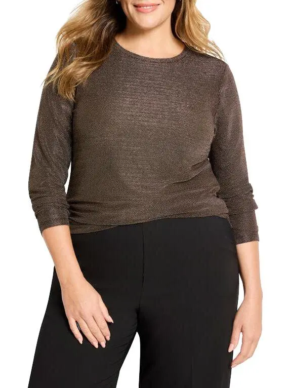 NIC+ZOE Diamonte Long-sleeve Knit Top - Copper Mix
