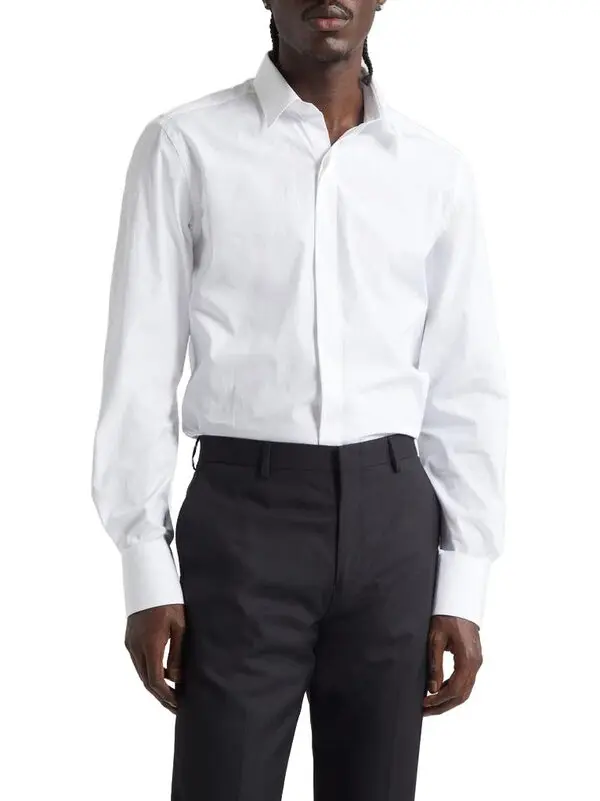 TOM FORD Classic Fit Cotton Poplin Button-up Shirt - Waa Optical White
