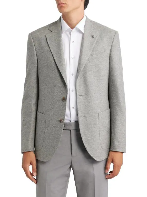 JACK VICTOR Darwin Heathered Comfortwear™ Knit Cashmere Sport Coat - Grey