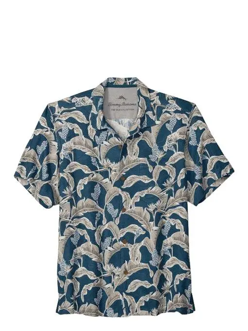 Tommy Bahama Midnight Palms Floral Silk Camp Shirt - Kingfish