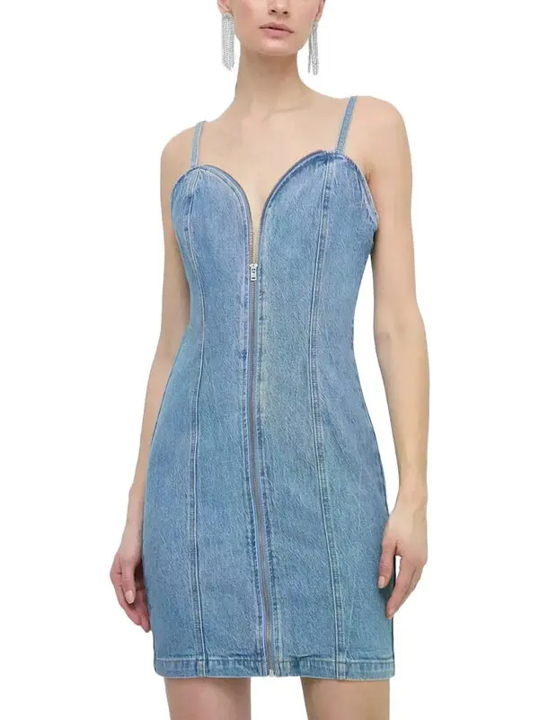 Guess Sweetheart-neck Zip Dress - Blue