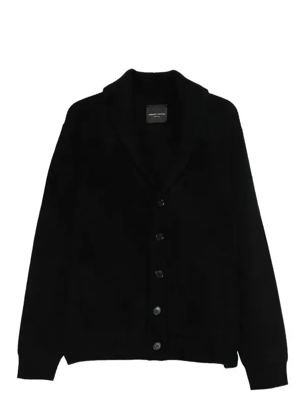 ROBERTO COLLINA Ribbed-knit Cardigan - Black